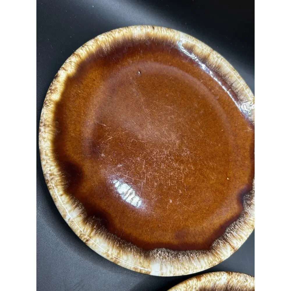hull | Dining | Vintage Hull Pottery Brown Drip Salad Plates Oven Proof ...